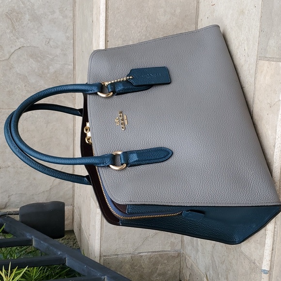 Coach | Bags | Coach Colorblock Channing Carryall Bag Teal And Grey ...